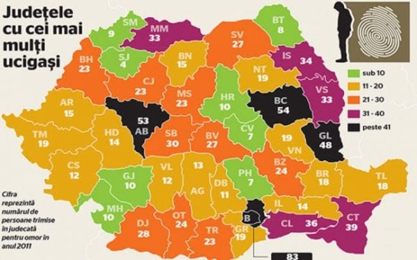HARTA CRIMINALILOR DIN ROMÂNIA: Pe ce loc se află județul nostru la ...