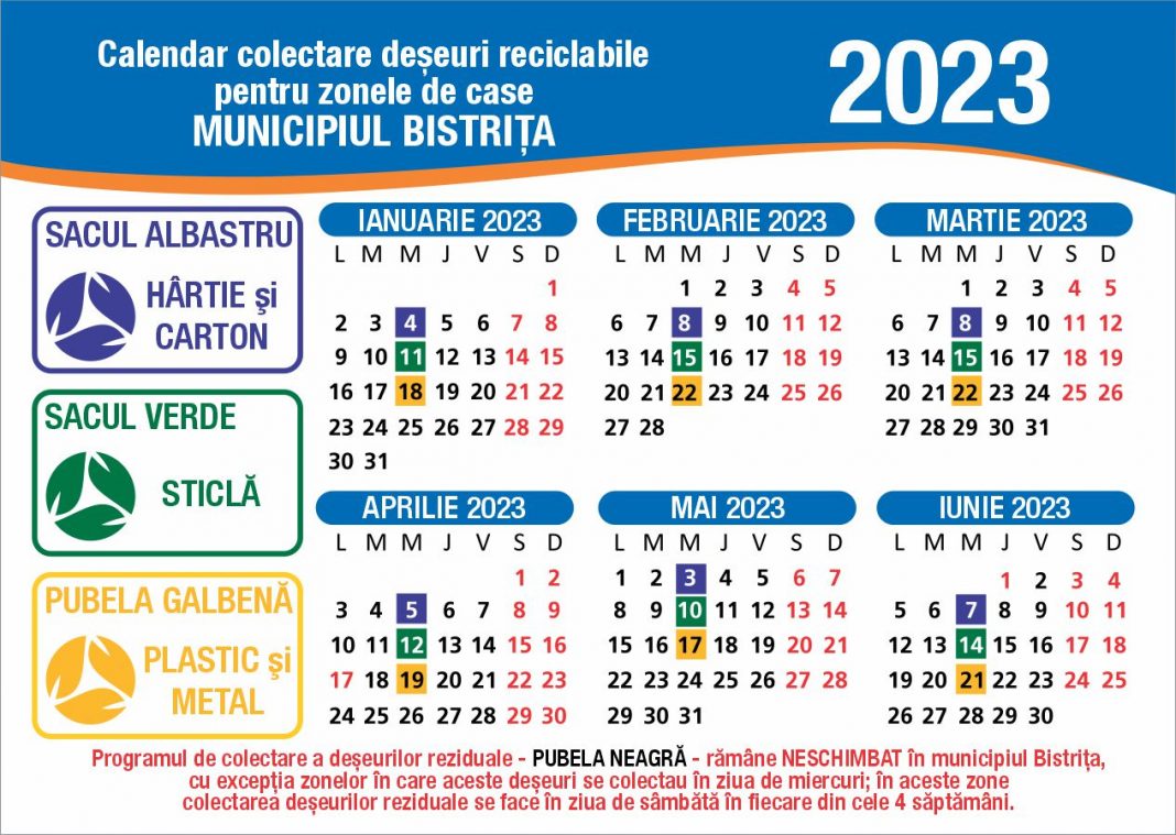 BISTRIȚA: Program colectare deșeuri reciclabile în APRILIE 2023 ...